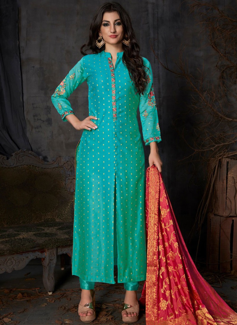 Buy Embroidered Designer Pakistani Suit 92303