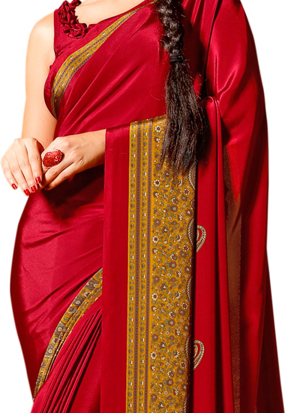 Faux Crepe Printed Saree buy online