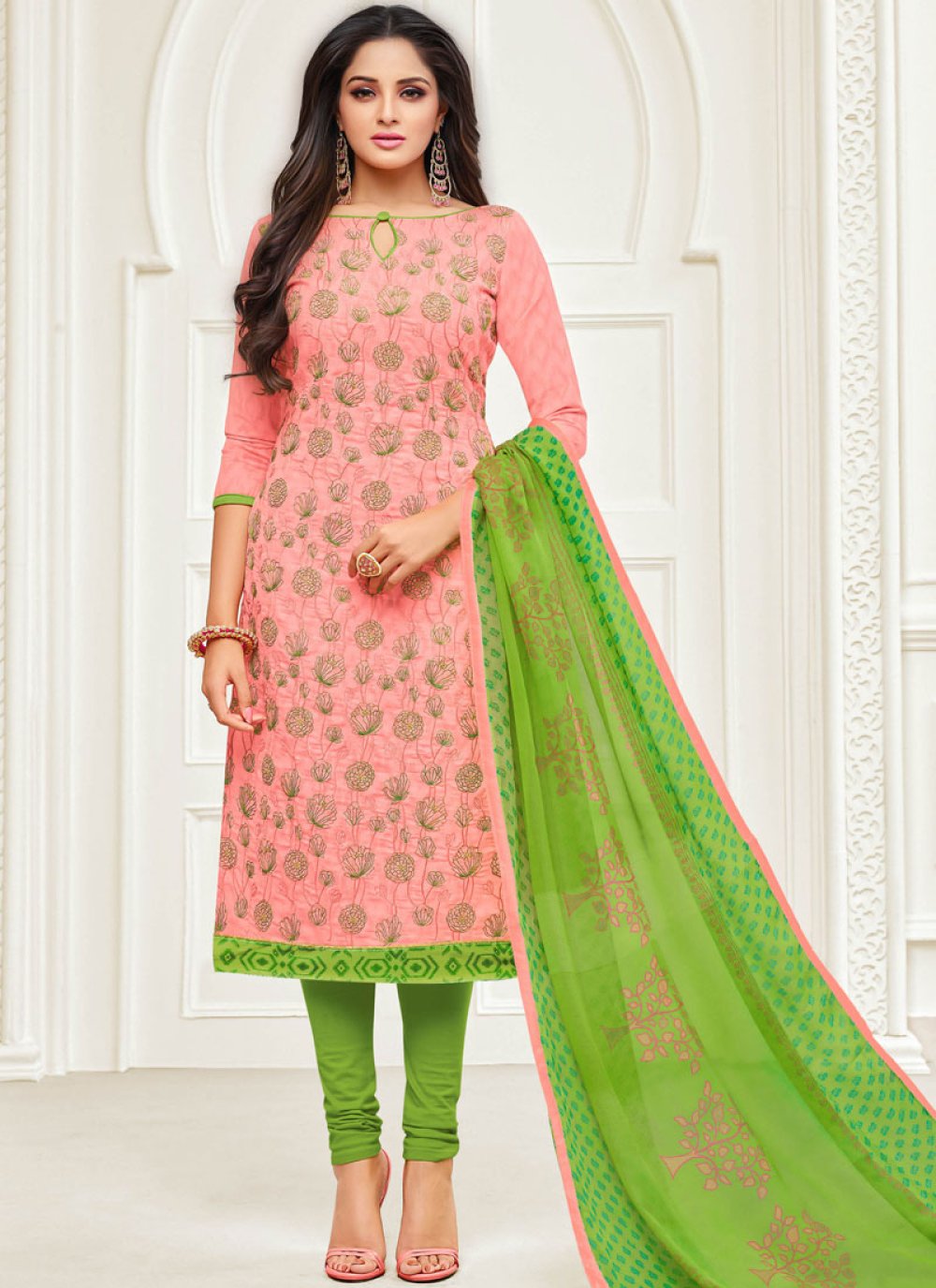 Shop Jacquard Churidar Salwar Suit Online : 97302