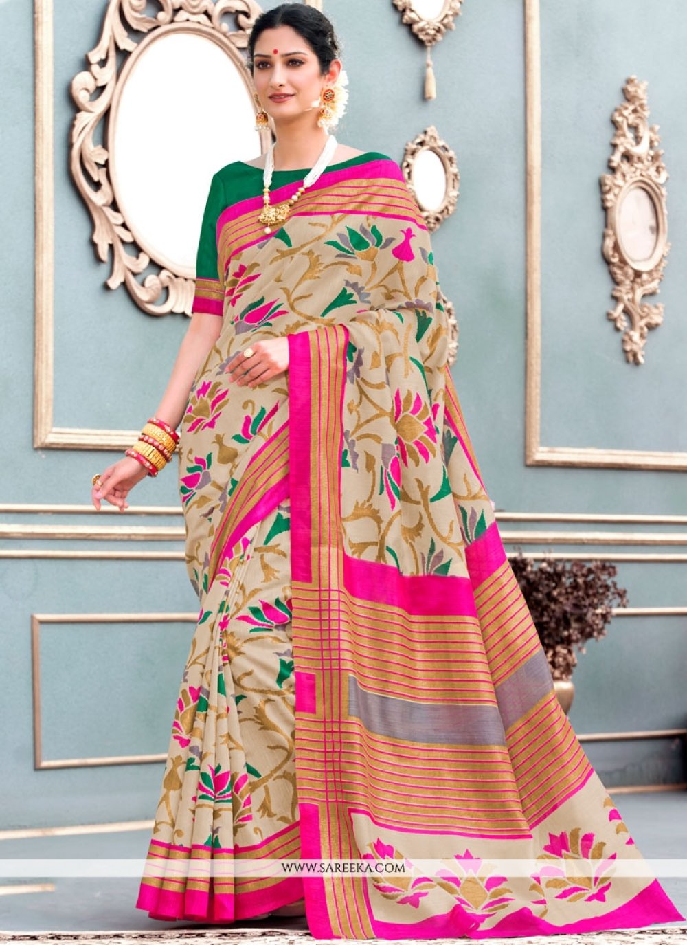 Shop Multi Colour Art Silk Traditional Designer Saree Online : 71521