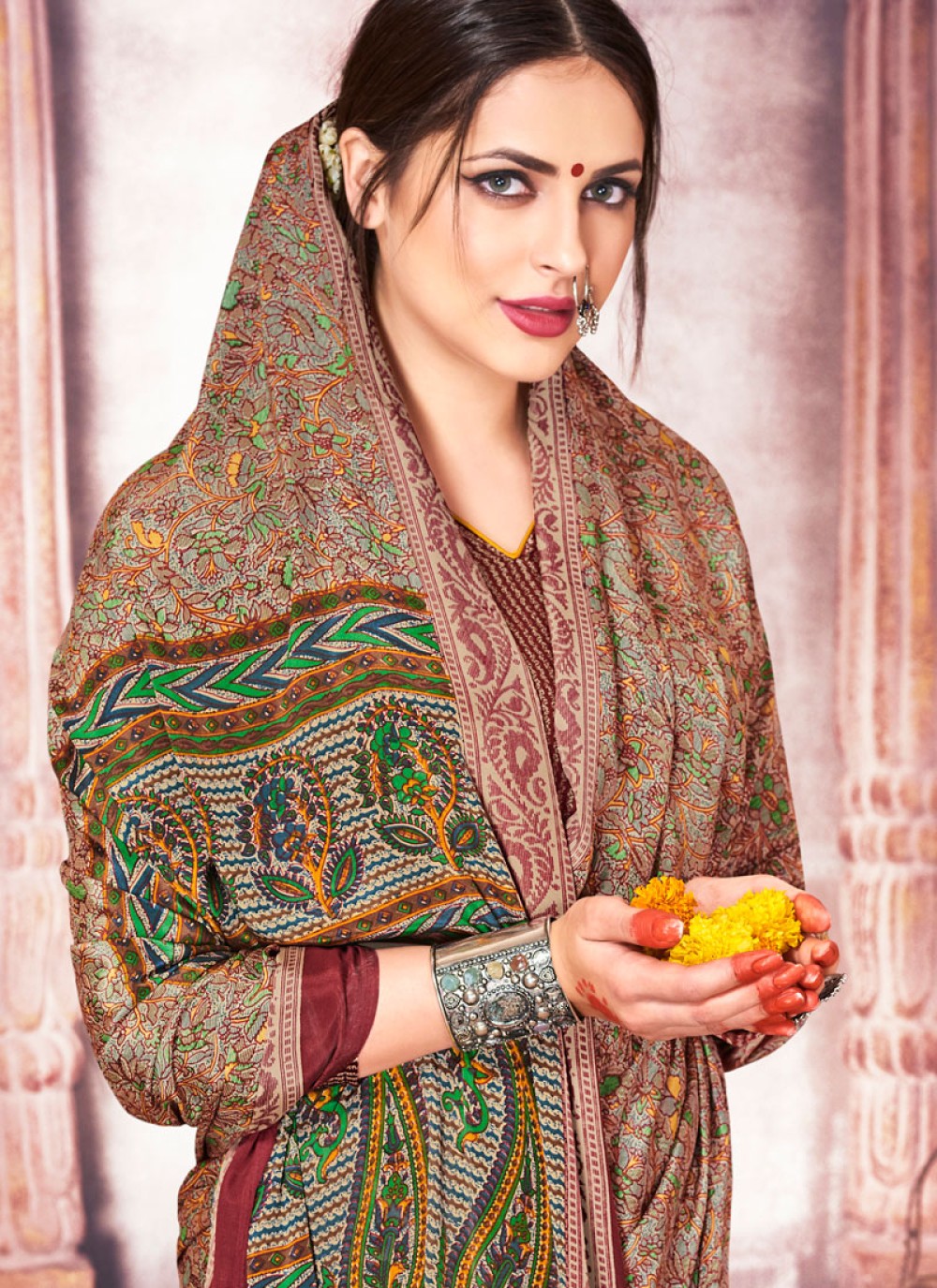 Shop Print Work Printed Saree Online : 71861