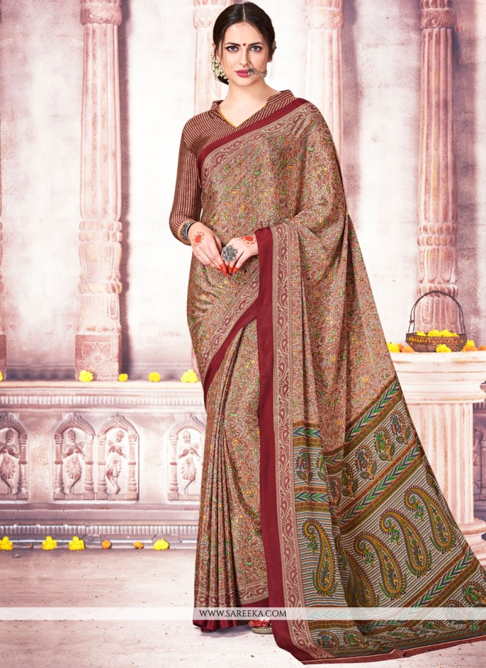 Shop Print Work Printed Saree Online : 71861