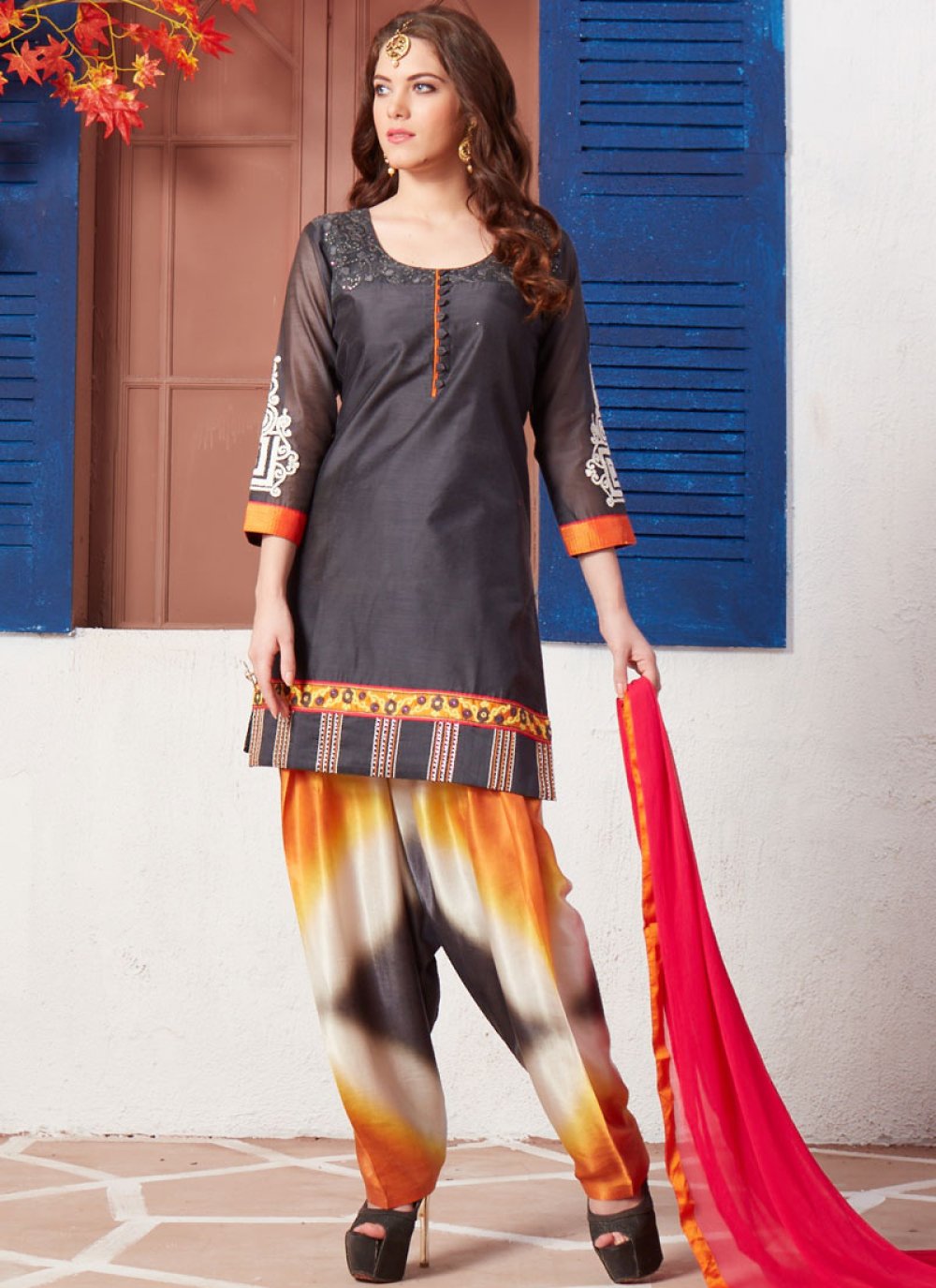 Resham Work Readymade Suit buy online