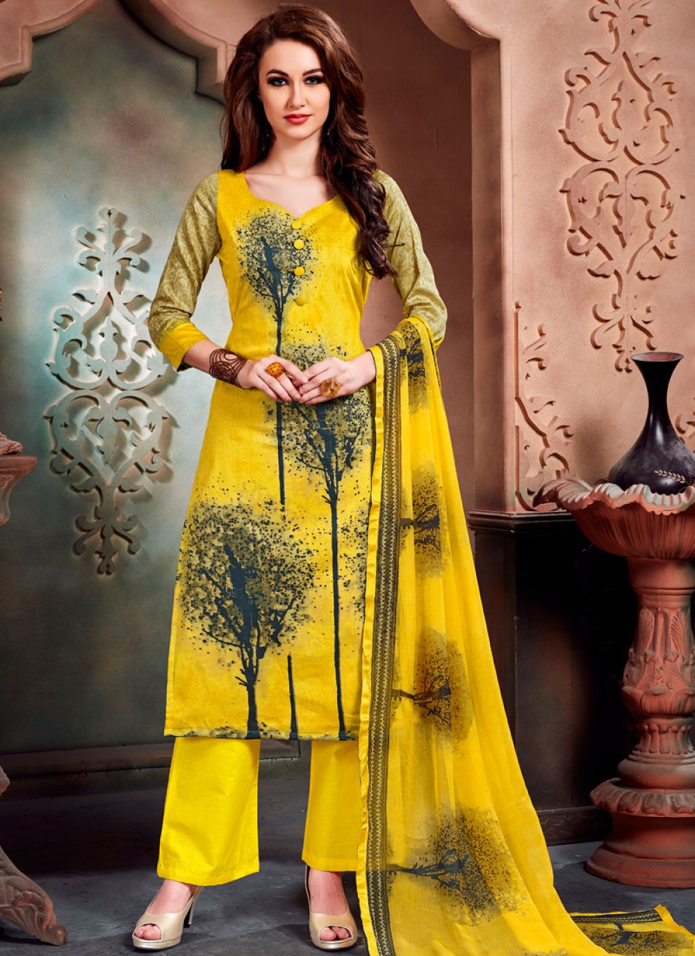 Buy Online Yellow Salwar Kameez : 84117