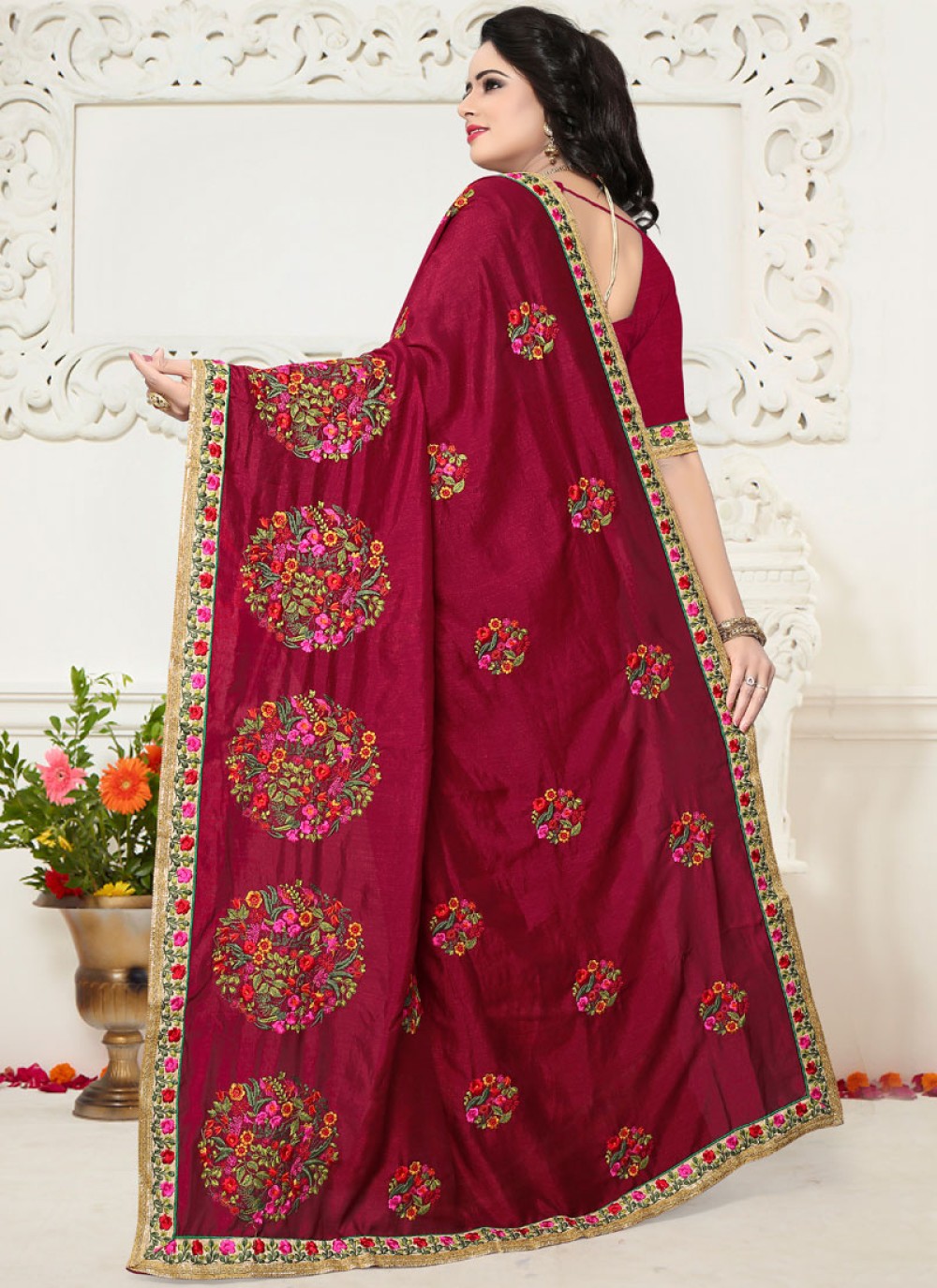 Shop Zari Work Silk Saree Online : 84146