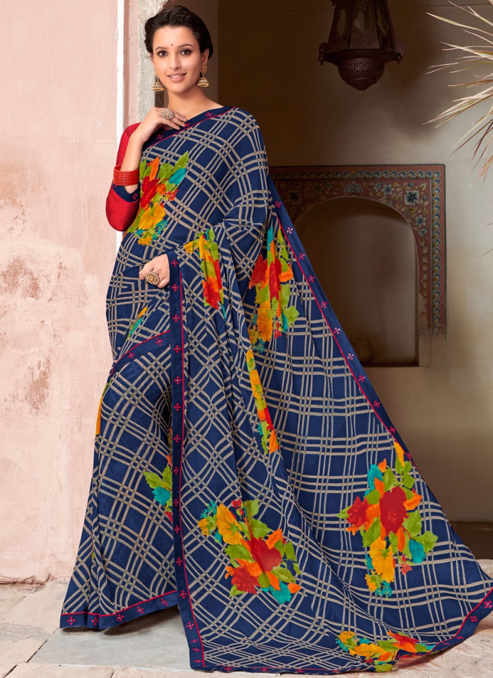 Shop Online Abstract Print Multi Colour Printed Saree : 125555