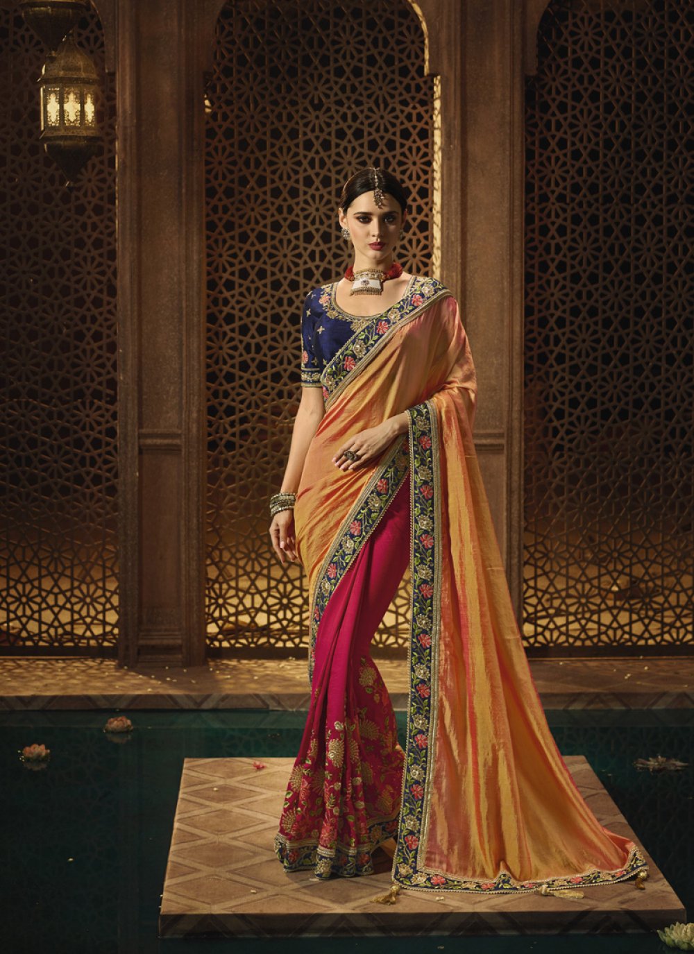 Shop Art Silk Mehndi Traditional Saree Online : 105480