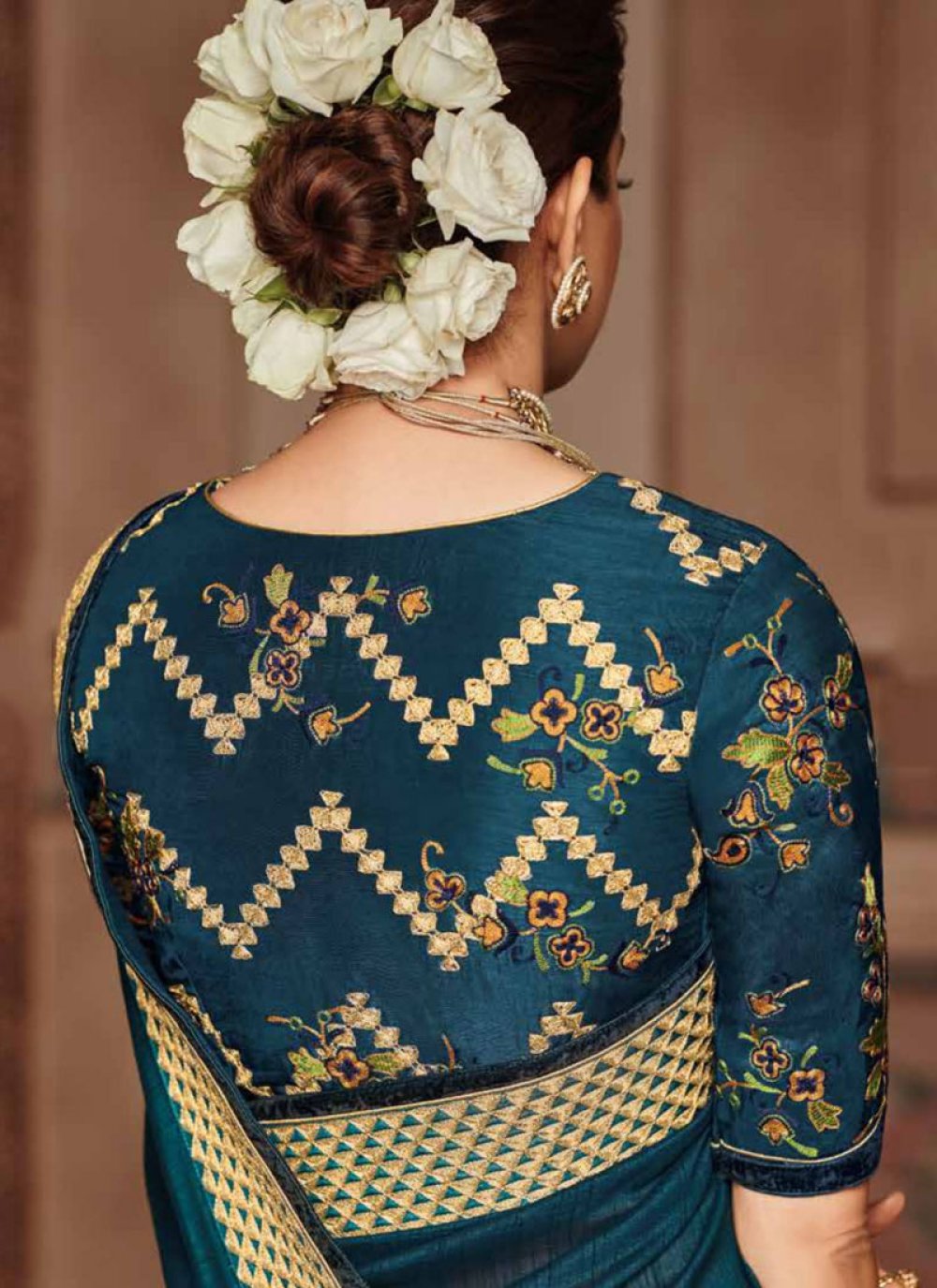 Buy Art Silk Patch Border Blue Designer Saree Online