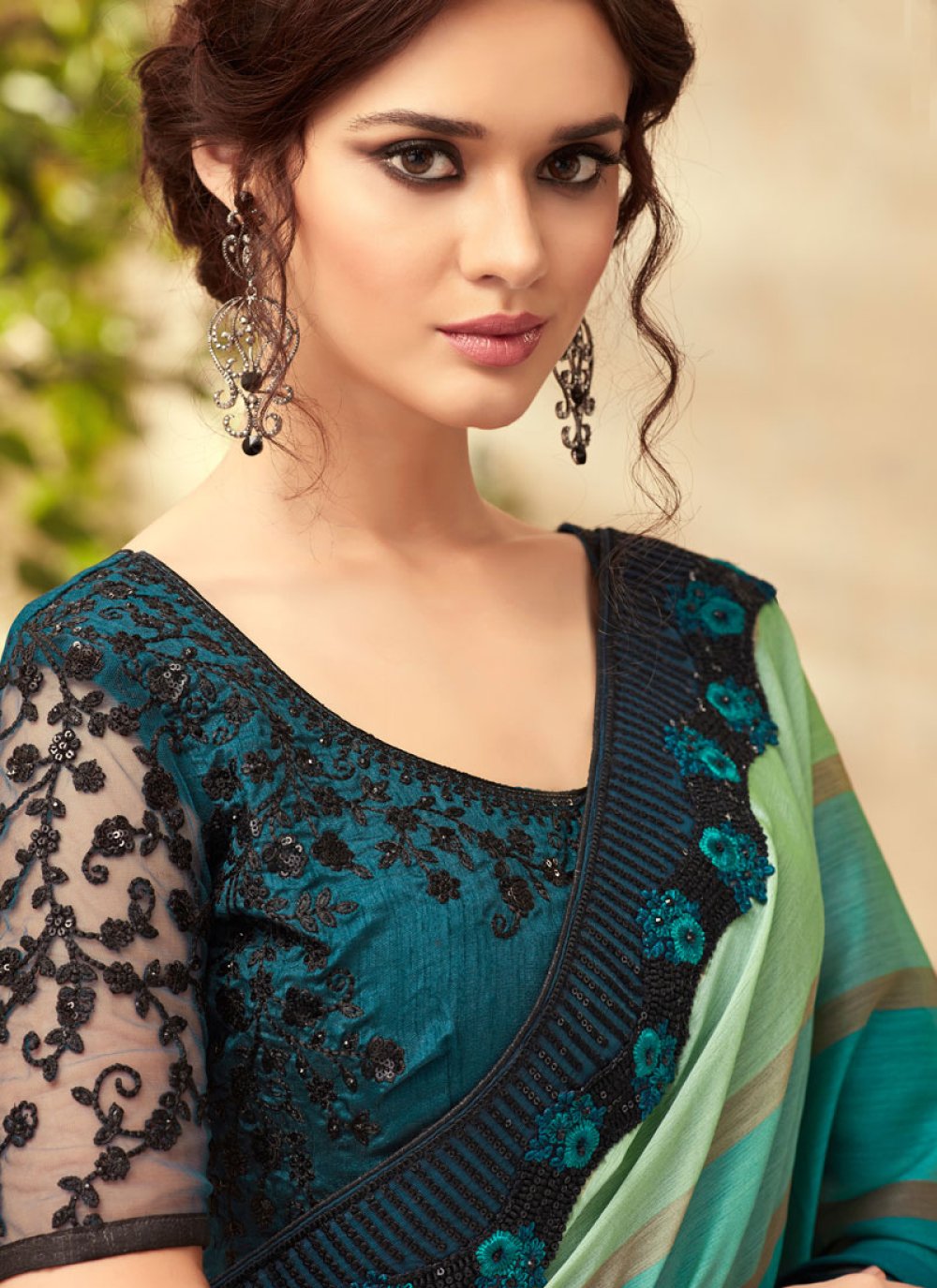 Buy Art Silk Resham Green Shaded Saree Online