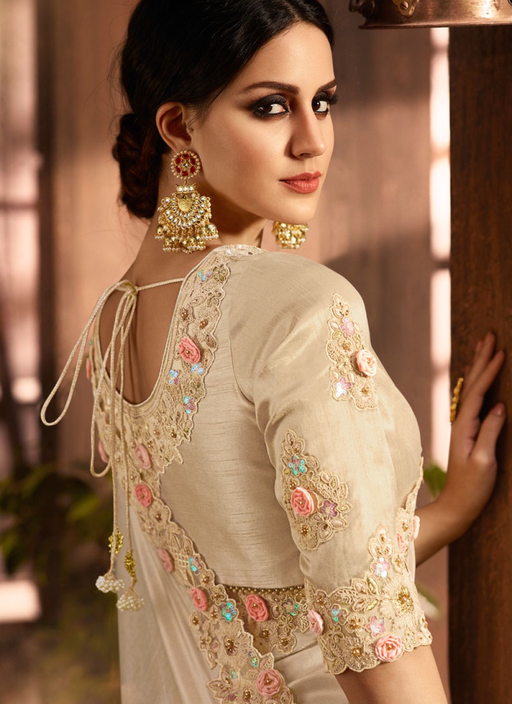 Buy Beige Art Silk Designer Saree Online