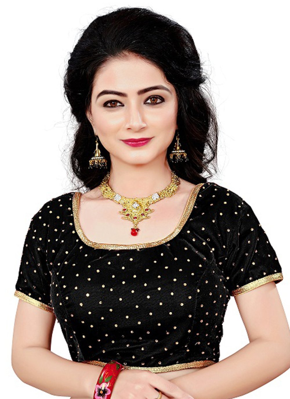Buy Black Velvet Festival Designer Blouse Online : 107188
