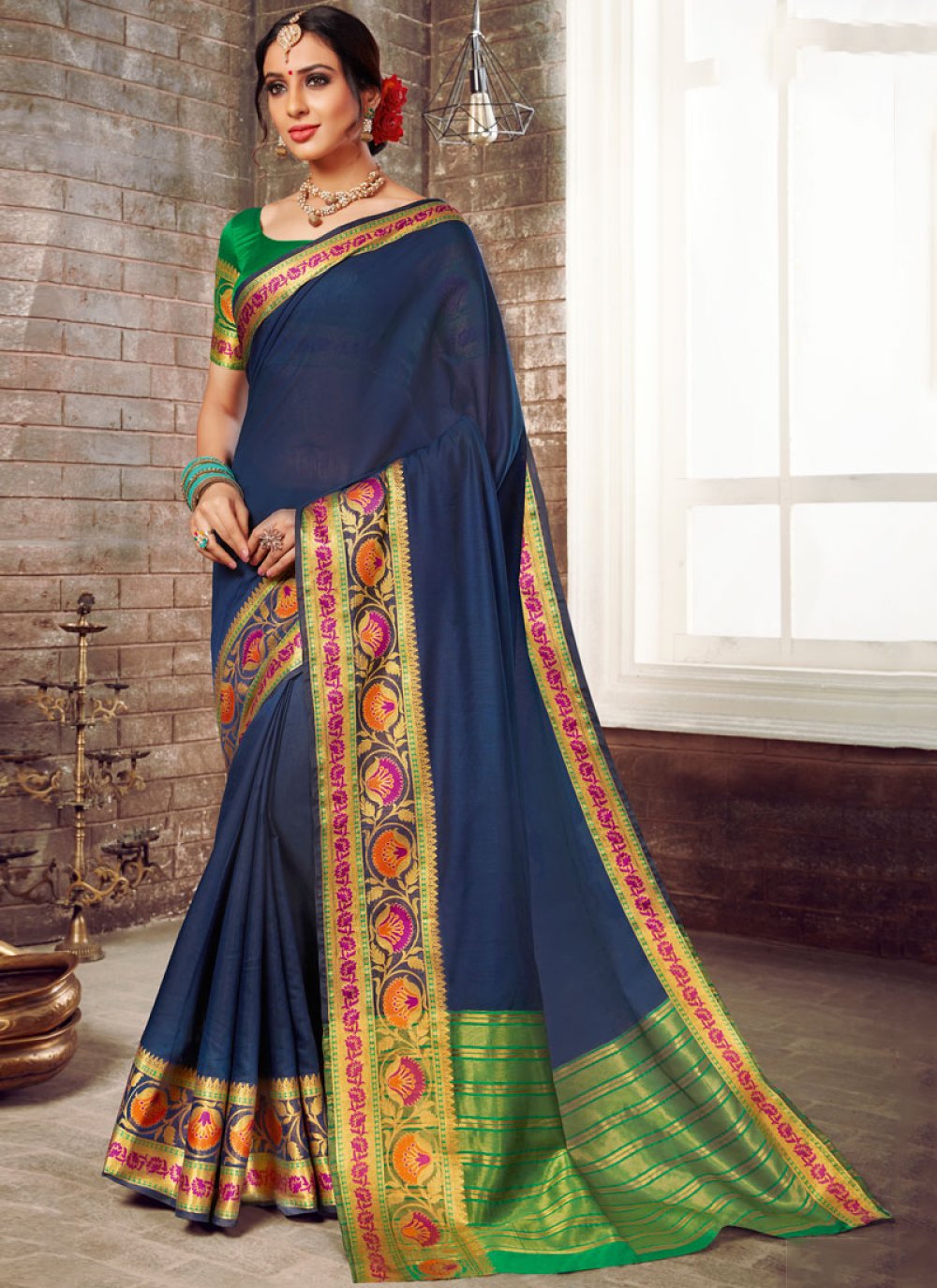 Blue Color Traditional Saree buy online