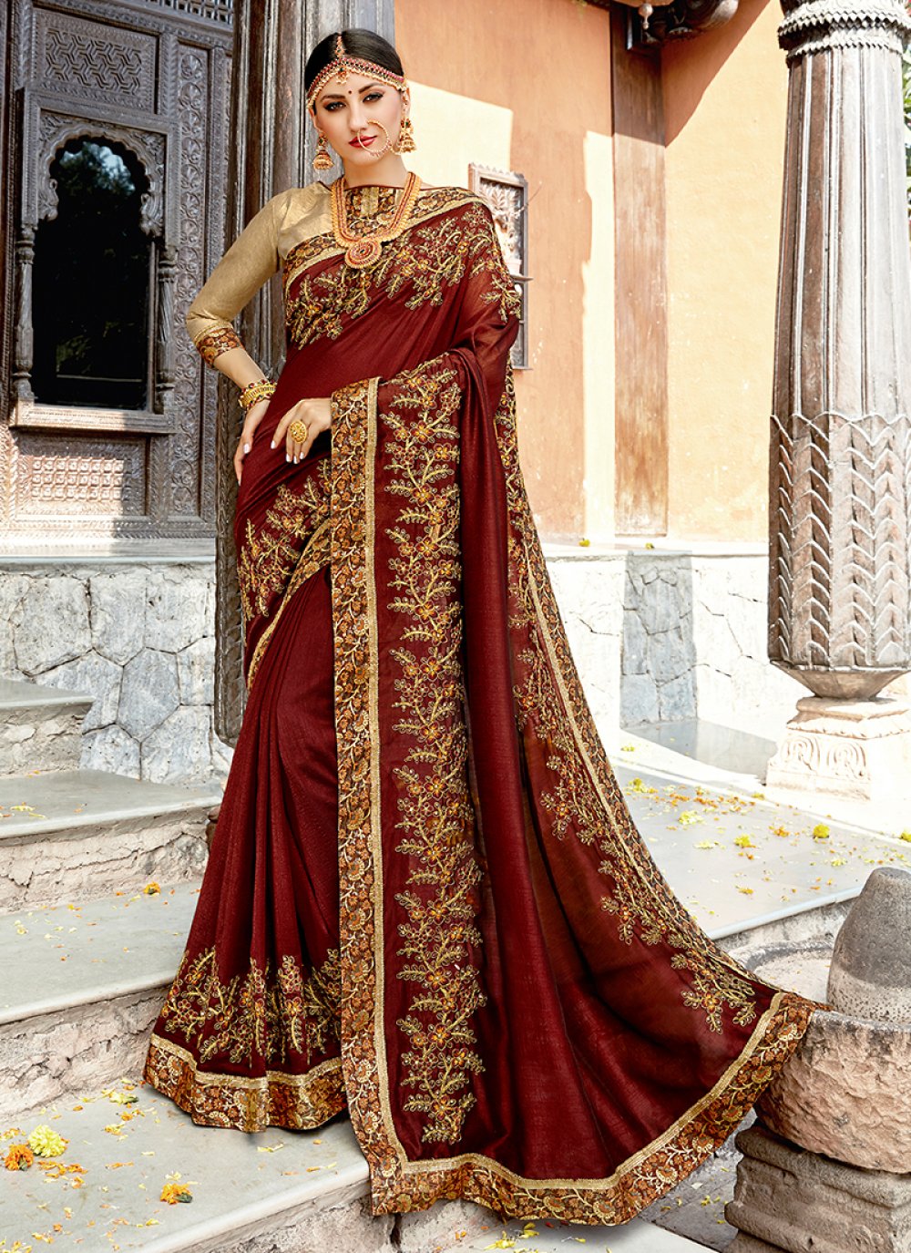 Brown Classic Designer Saree buy online