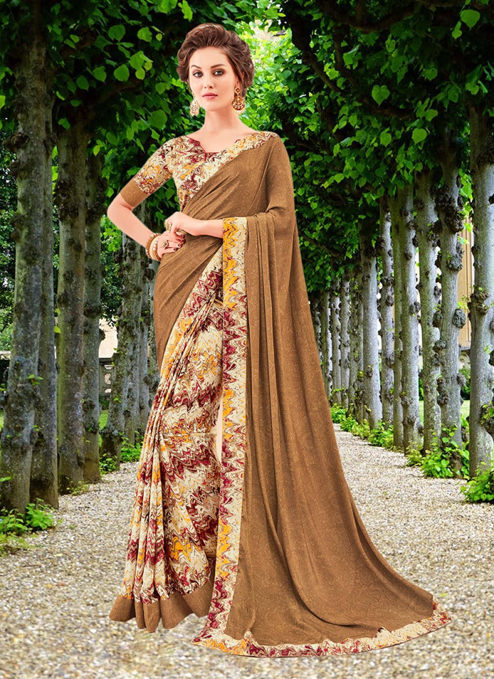 Buy Brown Festival Trendy Saree Online