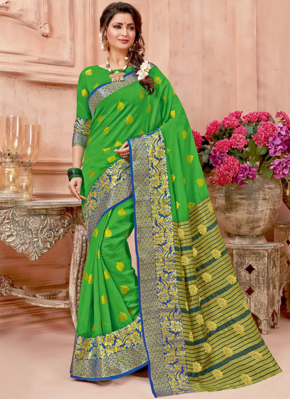 Buy Chanderi Weaving Traditional Saree : 100406