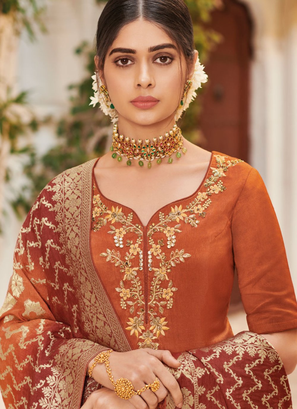 Shop Designer Pakistani Suit Resham Art Silk in Orange Online : 107237 Shop Designer Pakistani Suit Resham Art Silk in Orange Online : 107237