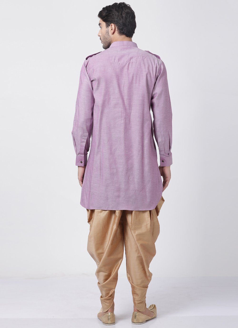 Buy Dhoti Kurta Plain Blended Cotton in Purple Online