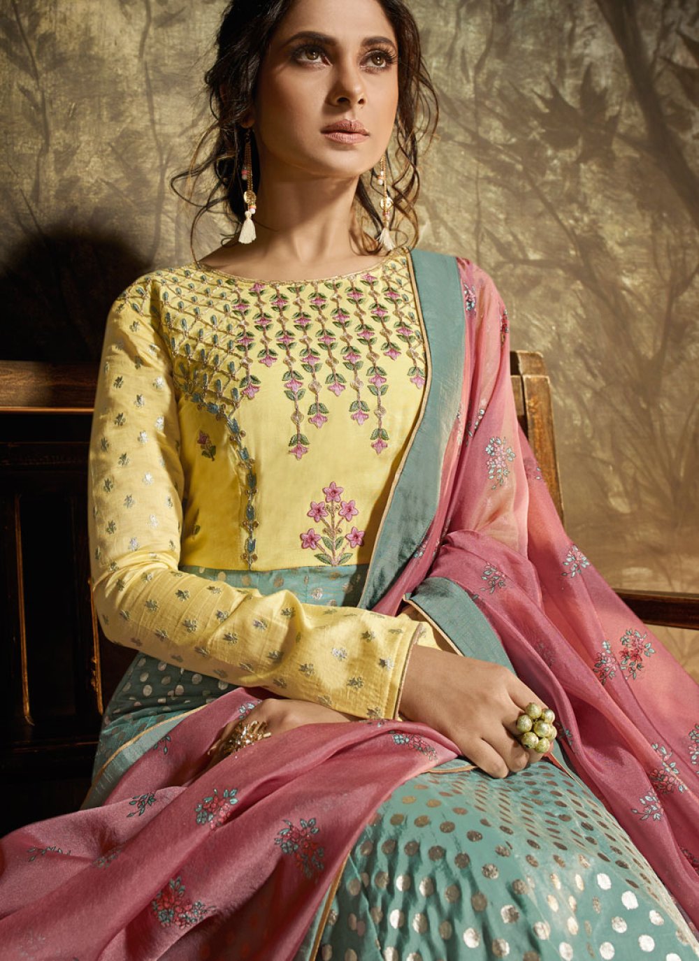 Buy Embroidered Art Silk Anarkali Salwar Suit Online : 109626