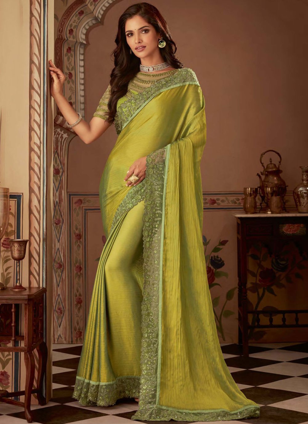 Shop Online Green Wedding Saree : 127238