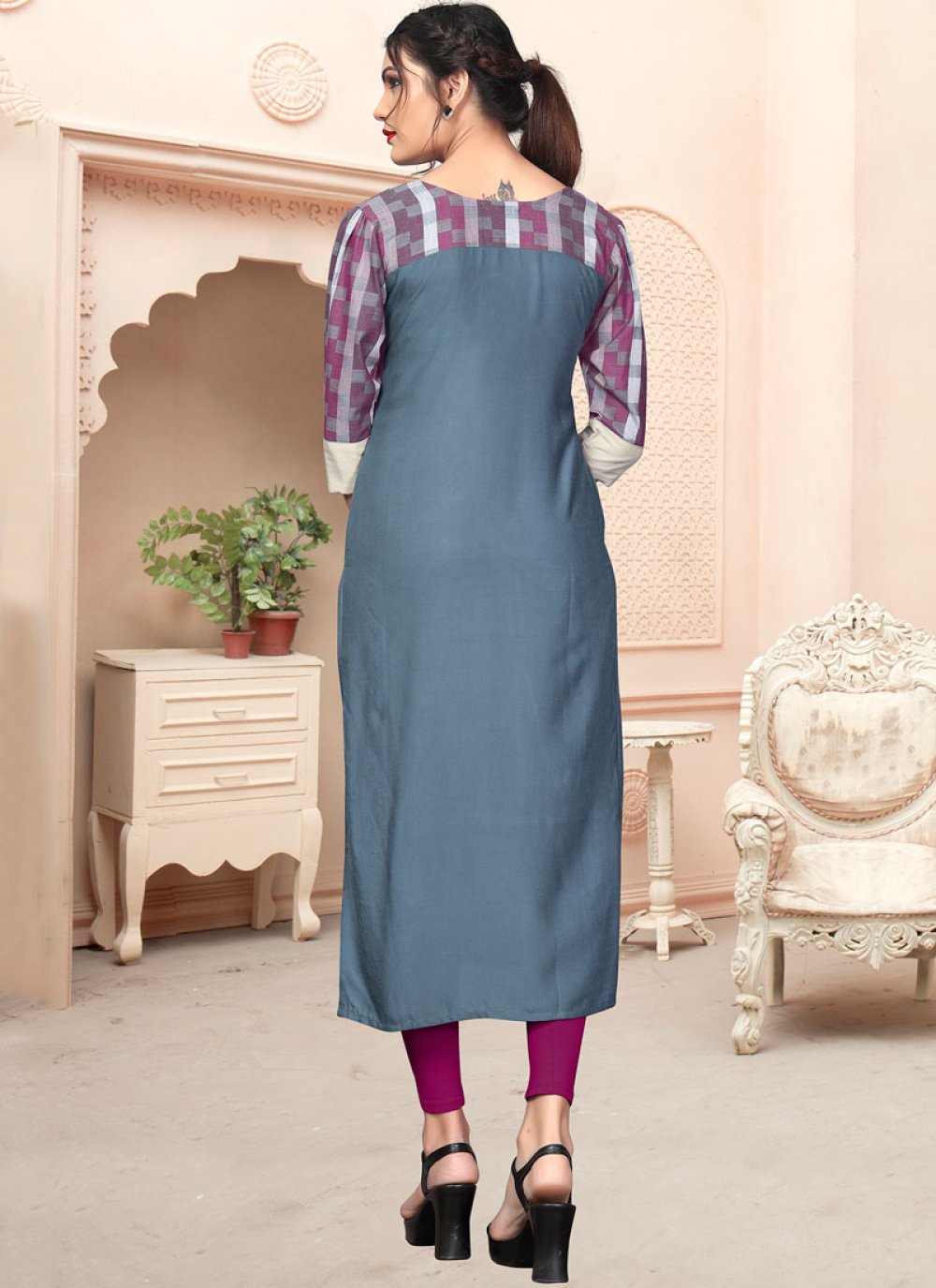 Buy Online Grey Color Party Wear Kurti : 135678