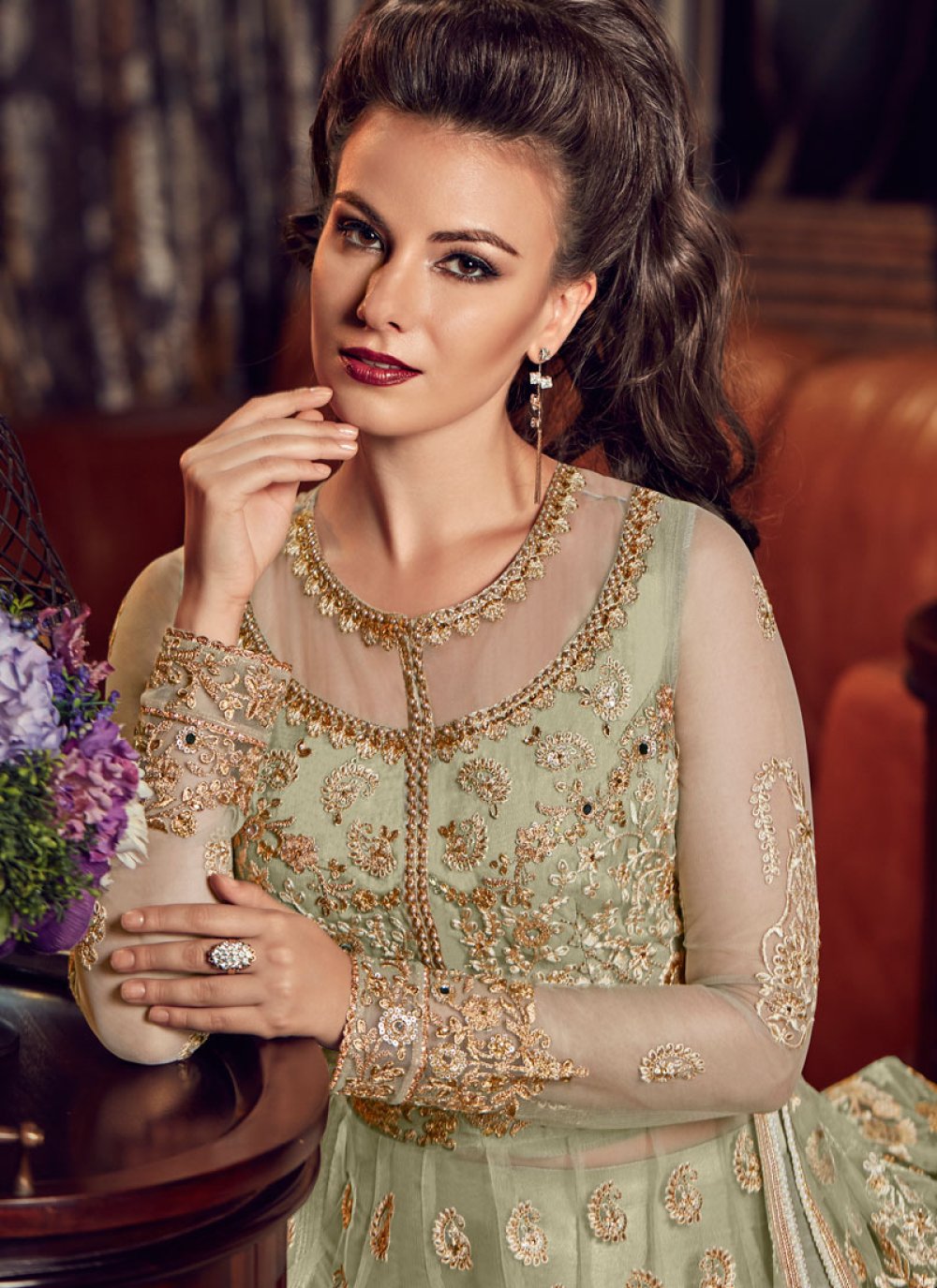 Buy Online Lace Long Choli Lehenga : 97878