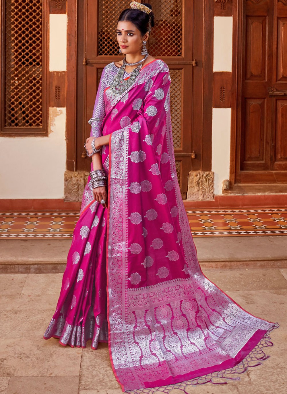 Shop Online Magenta Party Traditional Designer Saree : 103194