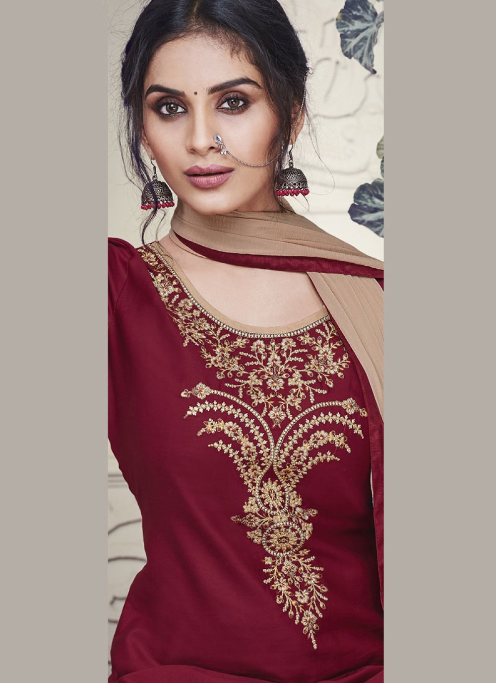Shop Maroon Lace Cotton Silk Designer Lehenga Choli Online : 109424