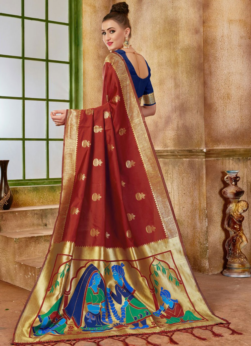 Buy Maroon Traditional Designer Saree : 98162