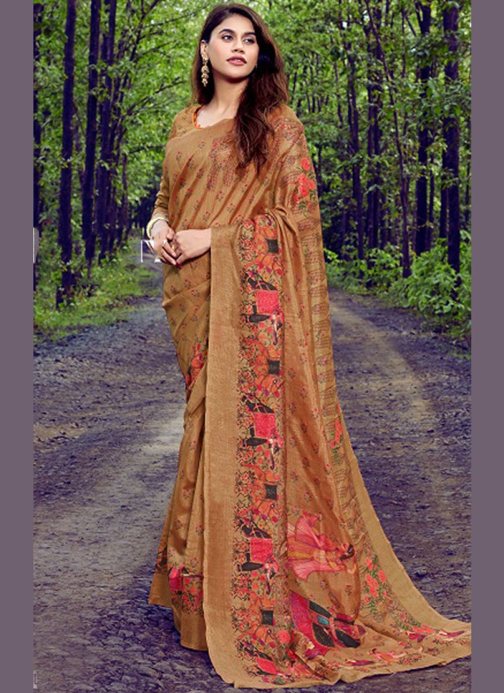 Buy Online Multi Colour Abstract Print Printed Saree : 125712