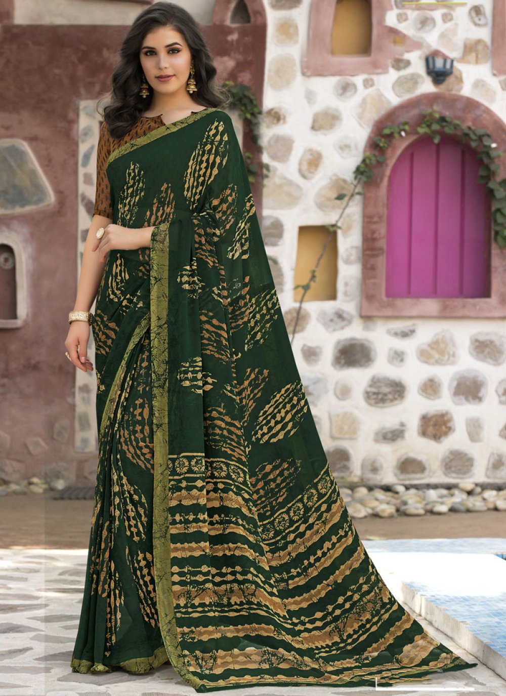 Shop Multi Colour Abstract Print Printed Saree Online : 97716