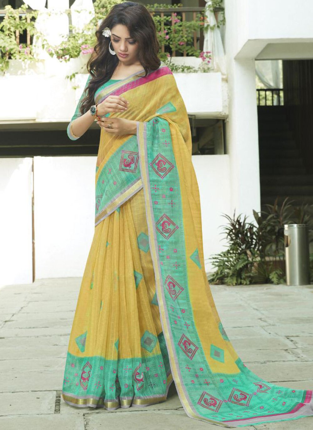 Multi Colour Fancy Printed Saree buy online