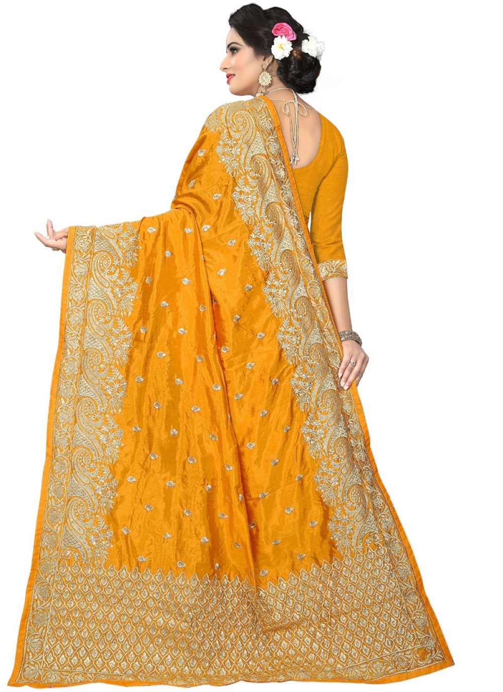 Shop Mustard Wedding Traditional Saree Online : 105863