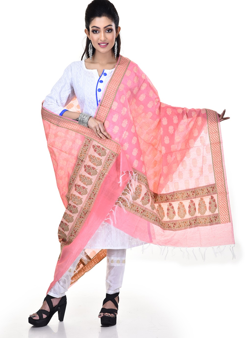 Shop Peach Color Designer Dupatta Online : 116792
