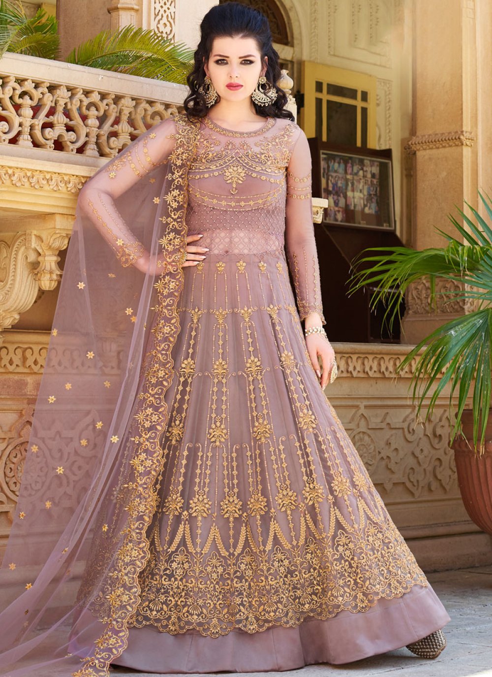 Buy Purple Long Choli Lehenga : 130219