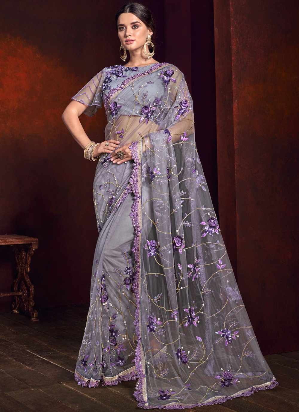 Buy Purple Saree Online : 128228