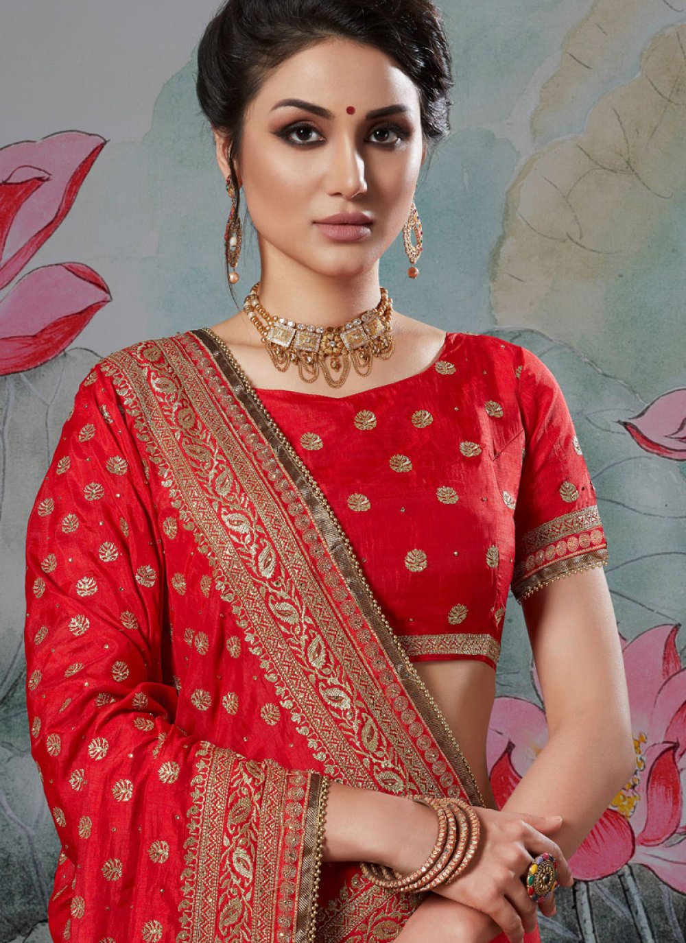 Buy Red Border Classic Saree : 109888