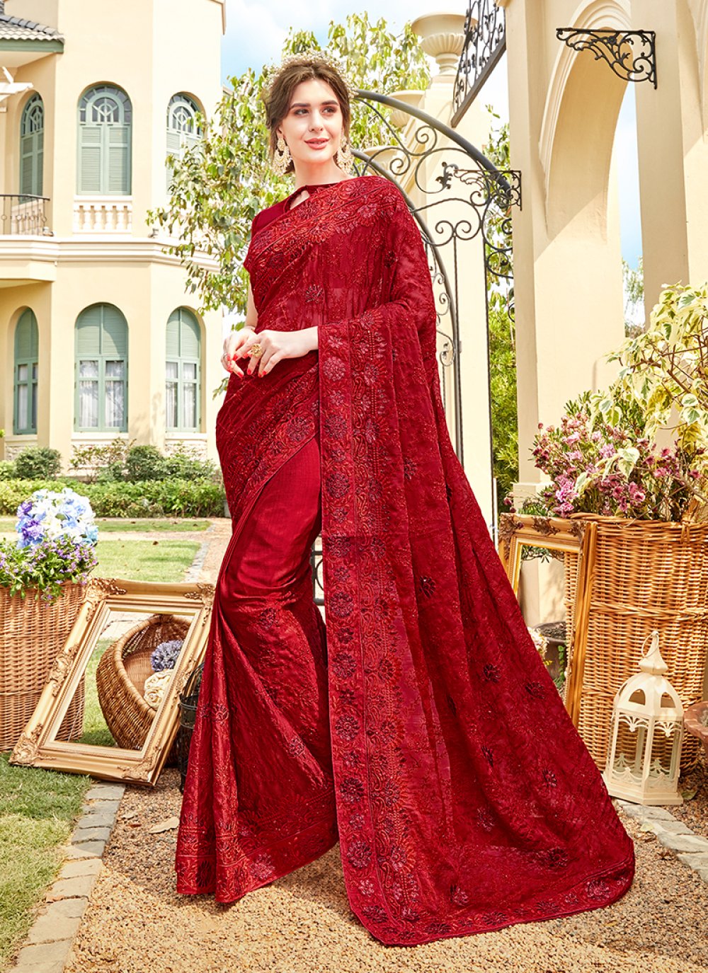 Buy Red Ceremonial Classic Saree Online : 113975