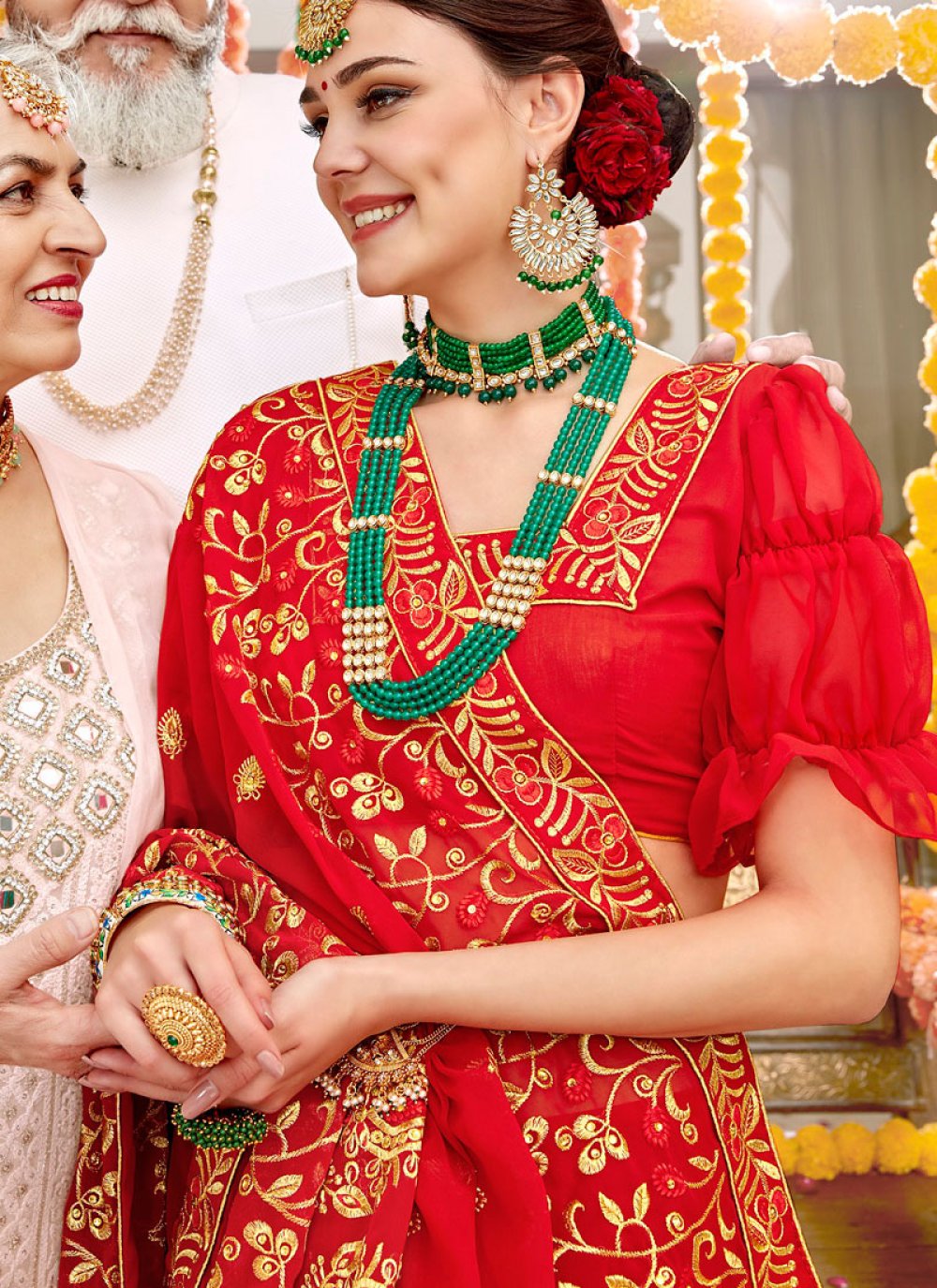 Shop Red Classic Designer Saree Online : 123590