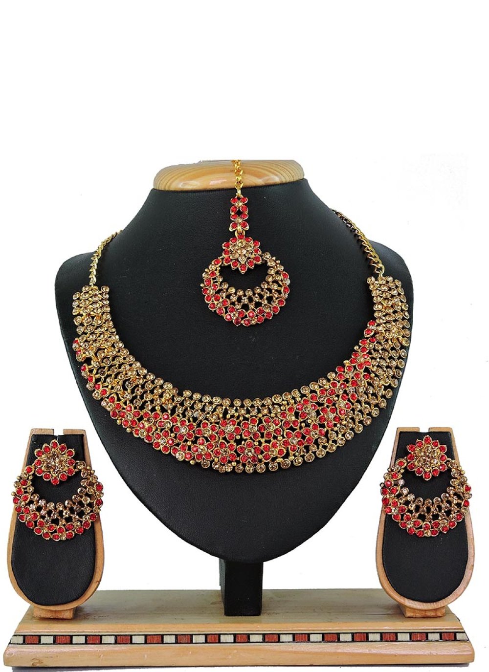 Shop Red Color Necklace Set Online : 127107