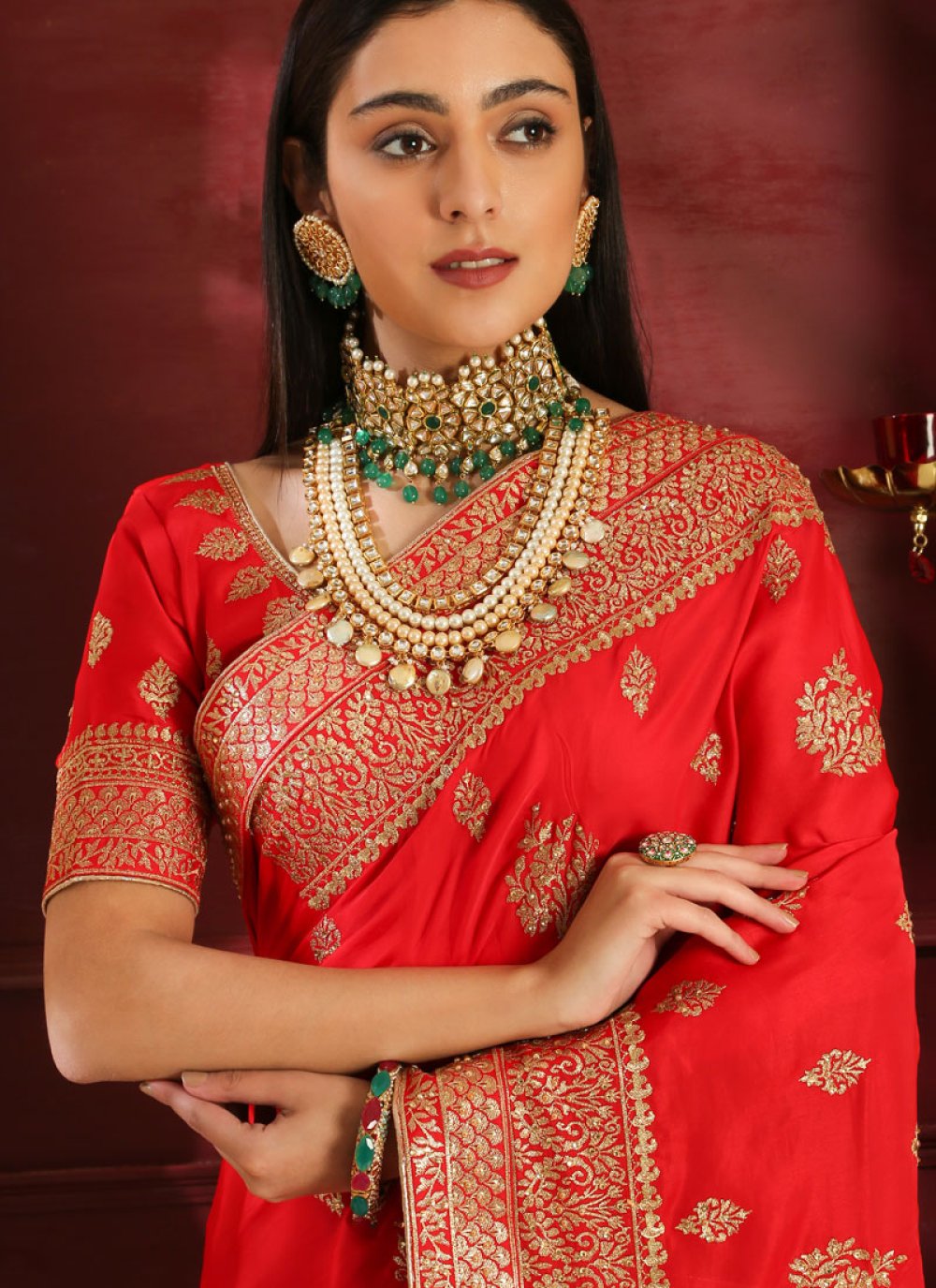 Shop Red Wedding Classic Saree Online : 111610