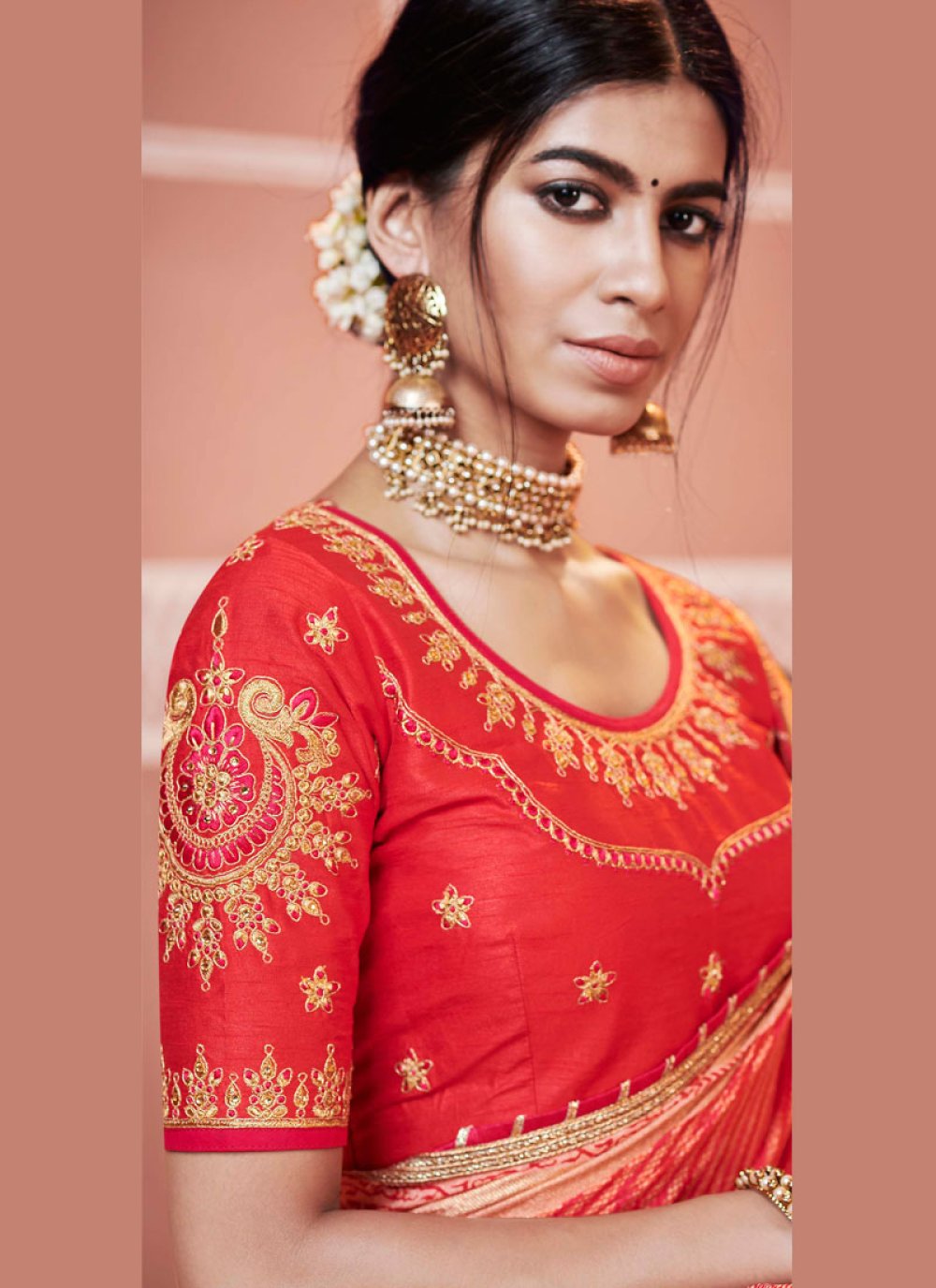 Buy Rose Pink Festival Classic Designer Saree Online