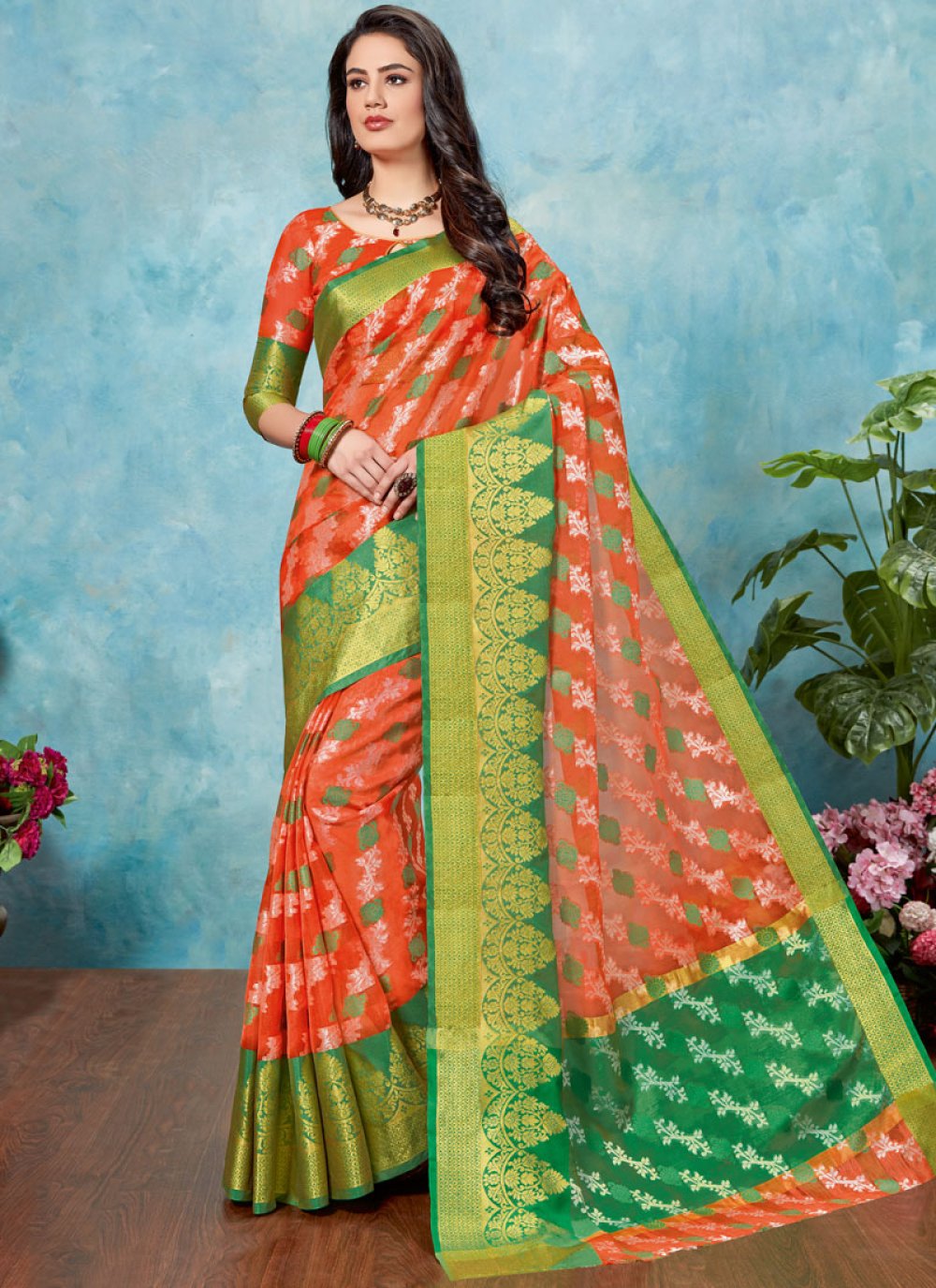 Buy Online Tissue Woven Designer Traditional Saree : 118457