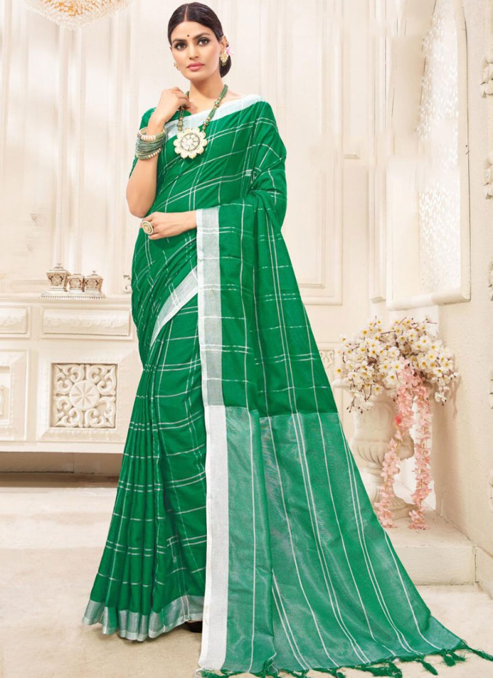 Woven Mehndi Traditional Saree buy online