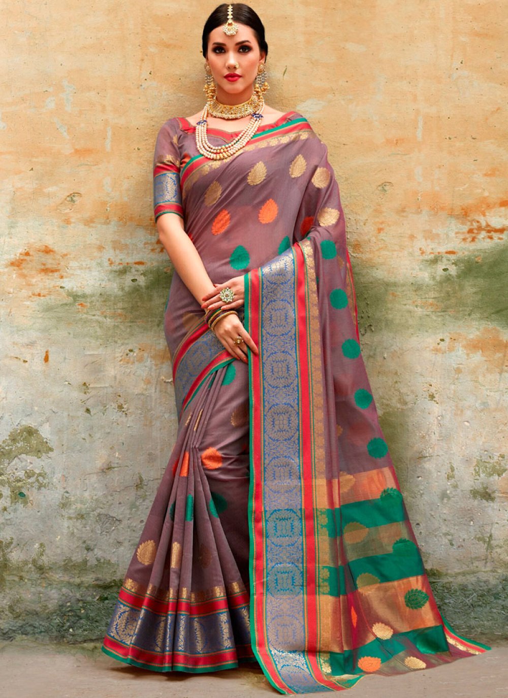 Buy Online Woven Multi Colour Traditional Saree : 100626