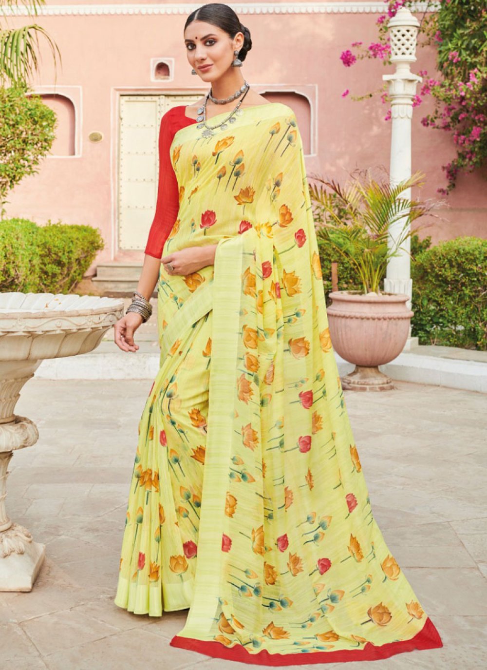 Buy Yellow Color Casual Saree Online : 118885