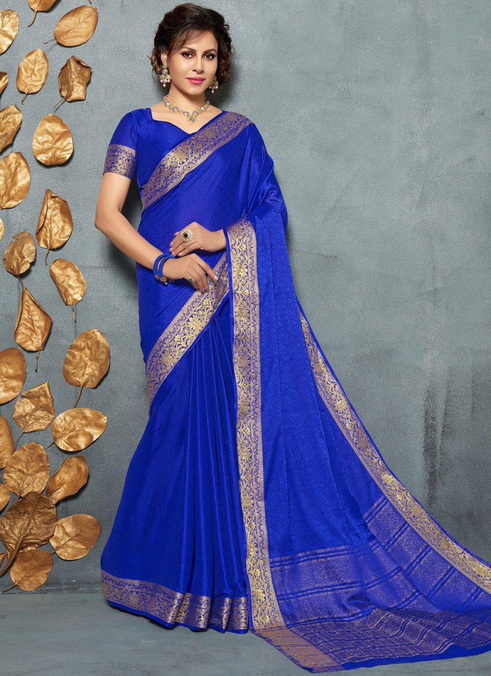 Buy Art Silk Blue Silk Saree Online : 139562