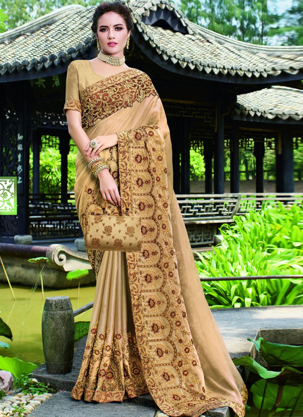 Beige Color Designer Saree buy online