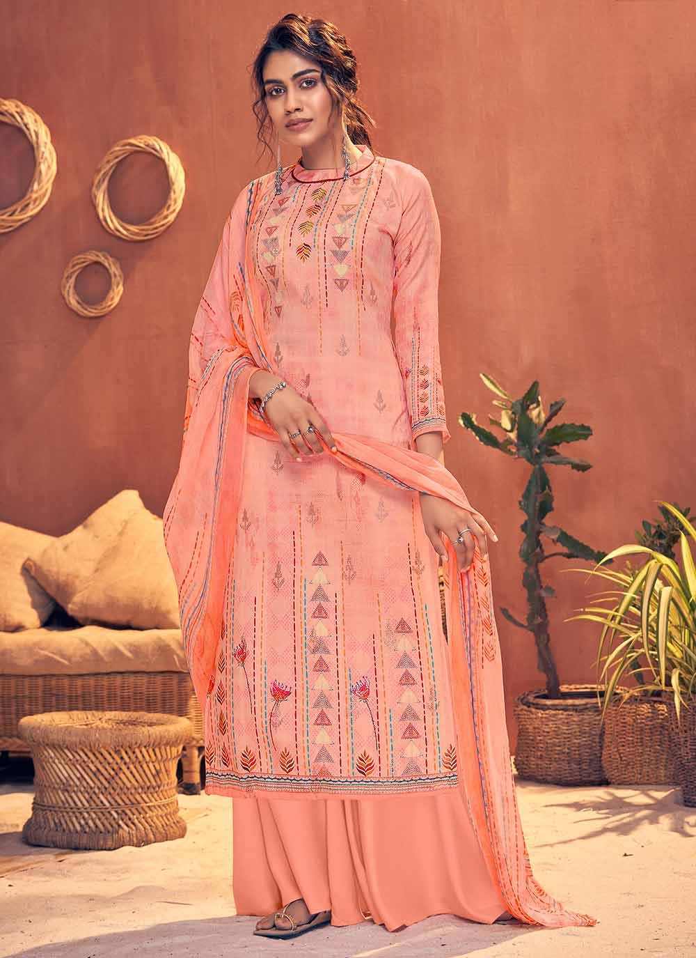 Buy Online Cotton Embroidered Designer Suit : 159898