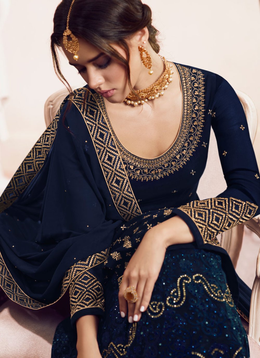 Buy Online Embroidered Designer Suit : 144985