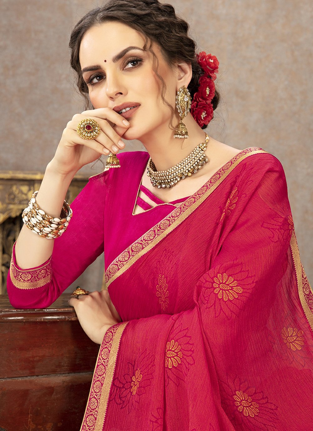 Buy Online Fancy Fabric Pink Classic Saree : 166154